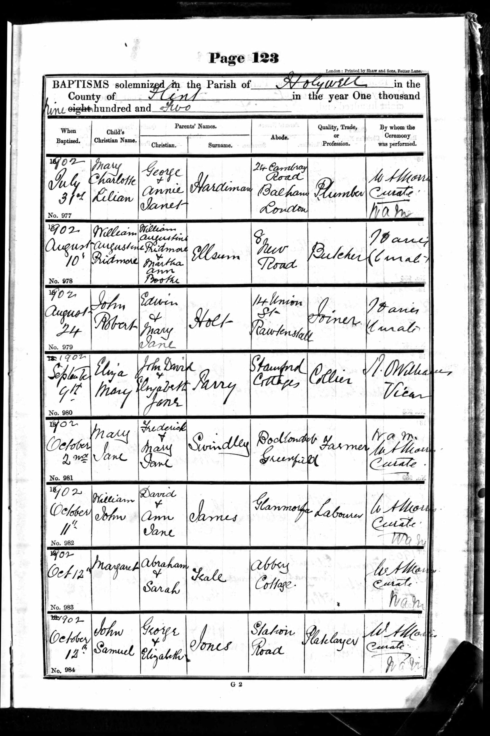 Ellsum, William Augustine Pridmore : Flintshire war memorials